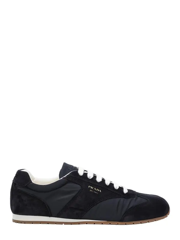 Prada Suede And Fabric Sneakers - Blue
