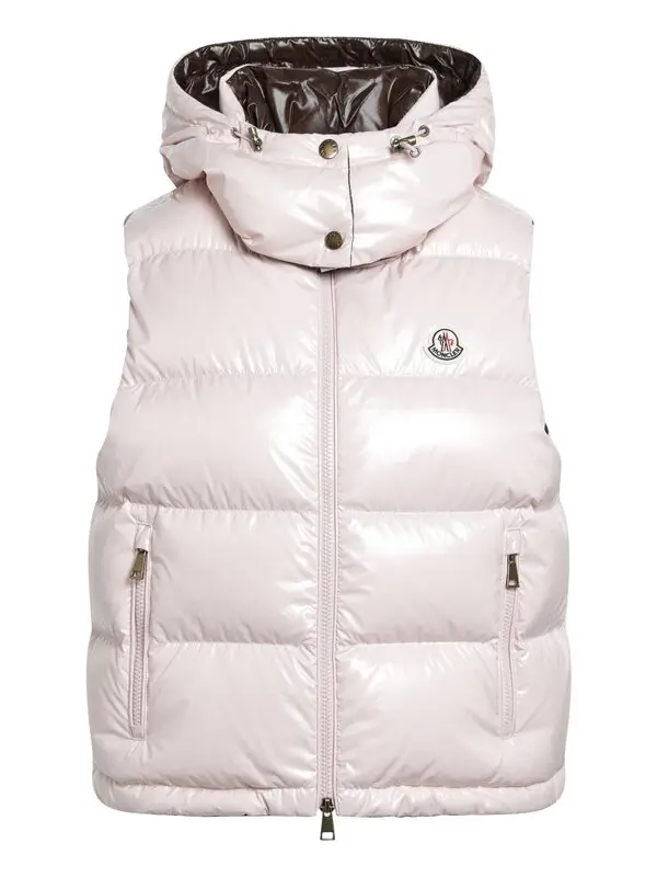 Moncler Niverolle Short Down Vest In Nylon - Pink
