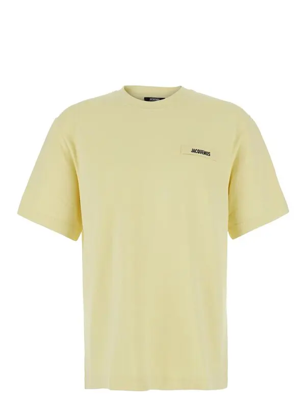 Jacquemus Le T-shirt Gros Grain' Yellow Crew Neck T-shirt With Logo Patch On The Front In Cotton For - Multicolor