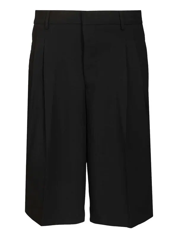 AMI Paris Wide-leg Bermuda Shorts - Black