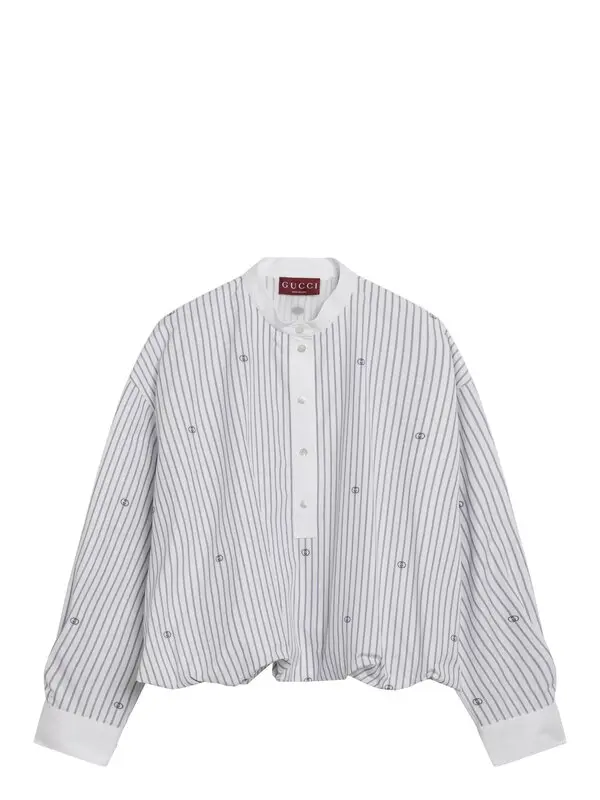 Gucci Striped Cotton Blouse With Gg Embroidery - Purple