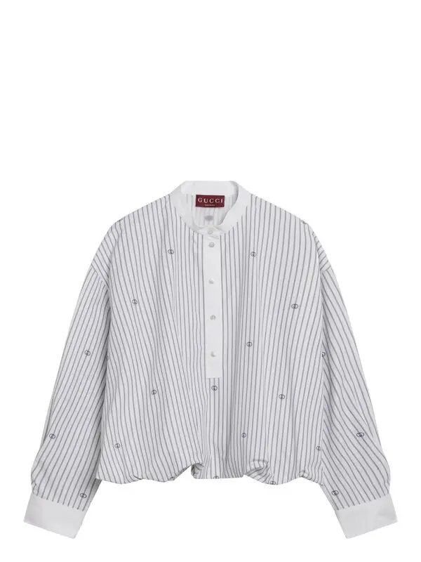 Gucci Striped Cotton Blouse With Gg Embroidery - Purple