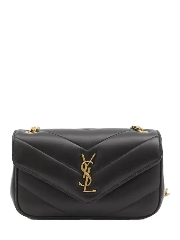 Saint Laurent Chevron Satchel Cross Body Bag - Black
