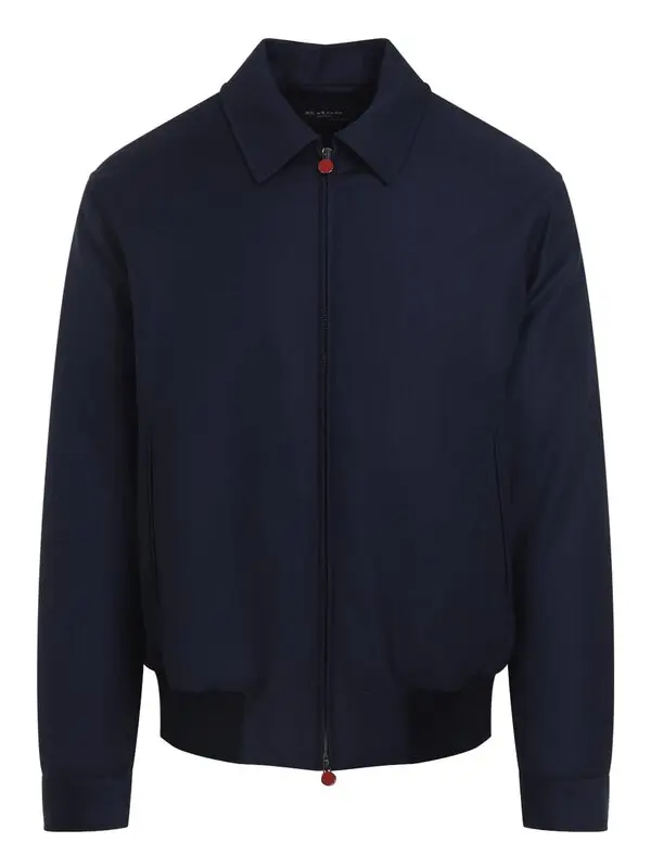 Kiton Virgin Wool And Cashmere Bomber Jacket - Blue