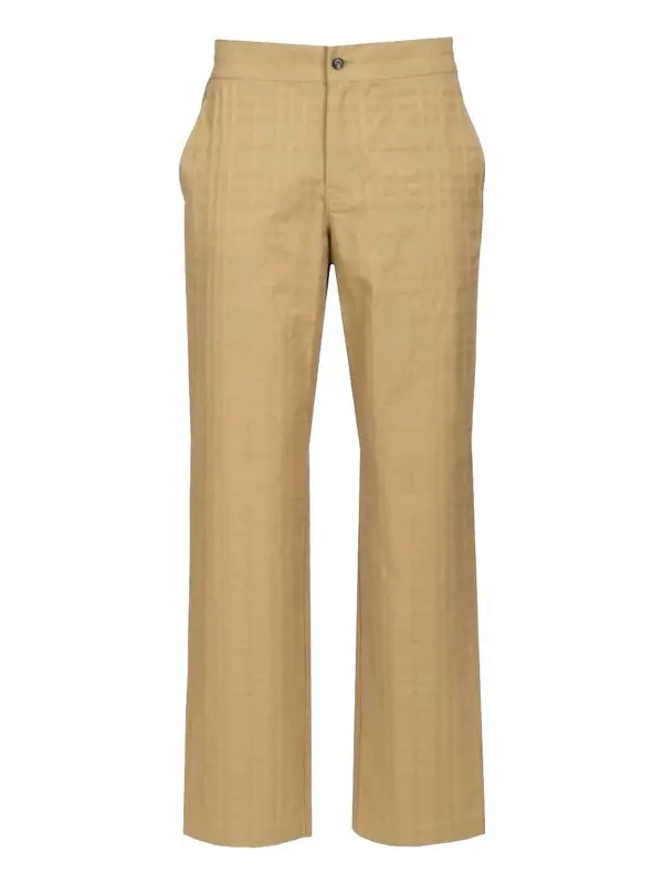 Burberry Textured Check Cotton Trousers - Cream