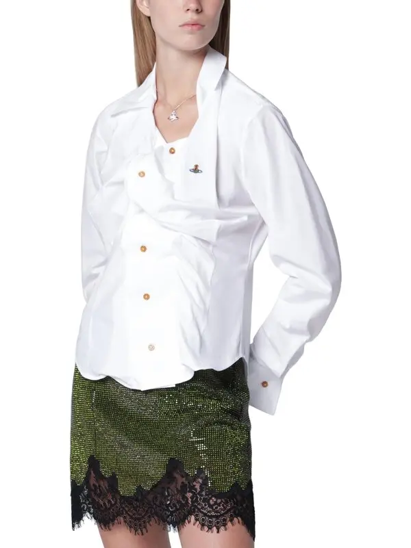 VIVIENNE WESTWOOD Drunken Cotton Poplin Shirt - White