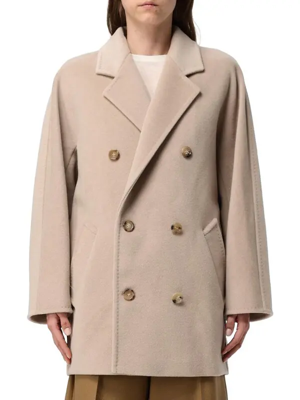 Max Mara Double-breasted Wool Caban Coat With Relaxed Fit And Lapel Collar - Cream