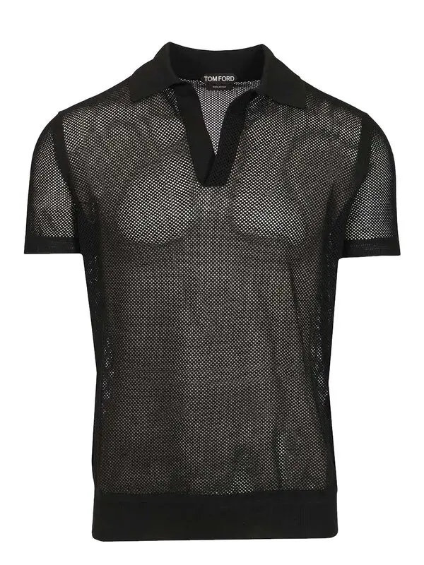 TOM FORD Knitted Polo Shirt - Black