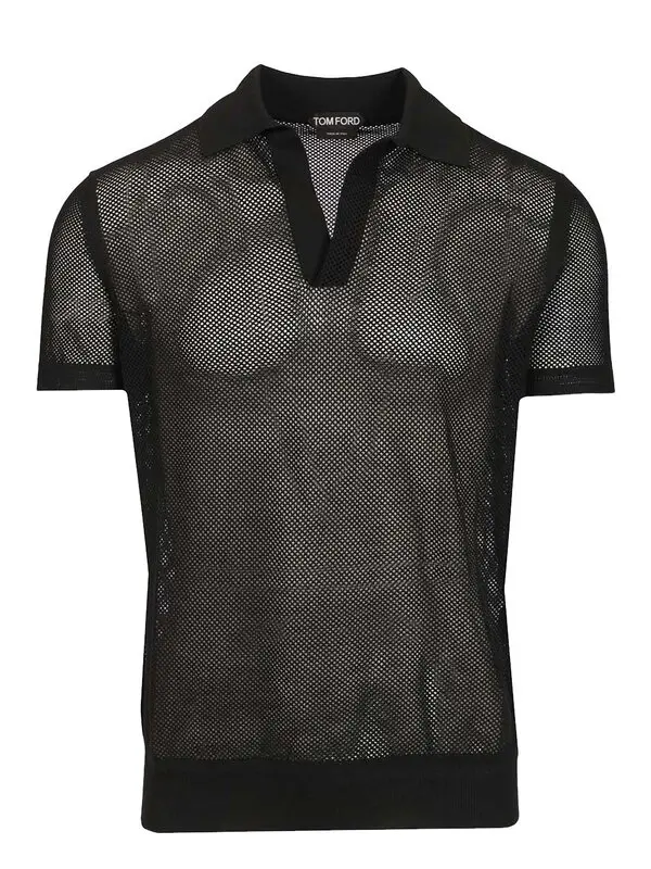 TOM FORD Knitted Polo Shirt - Black