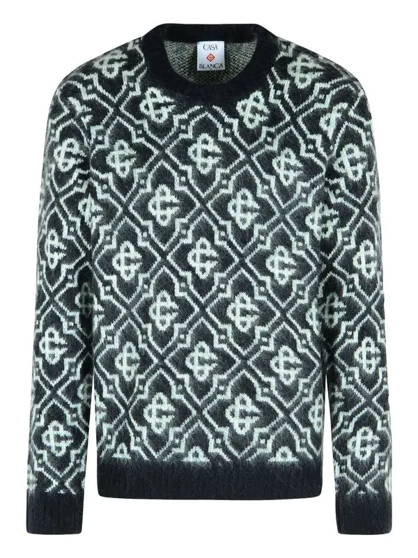Casablanca Mohair Blend Monogrammed Sweater - Black