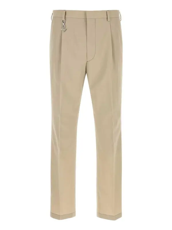 Prada Cotton Chino Trousers With Pleats - Cream