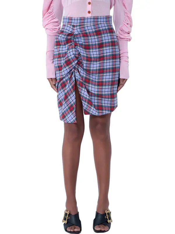 VIVIENNE WESTWOOD Draped Plaid Skirt - Blue