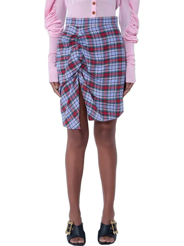 VIVIENNE WESTWOOD Draped Plaid Skirt - Blue