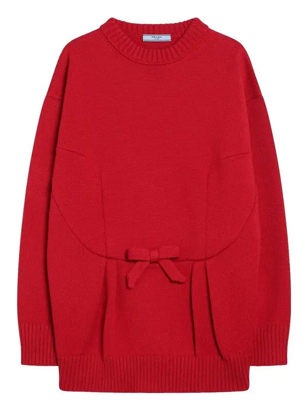 Prada Wool Sweater With Bow - Red
