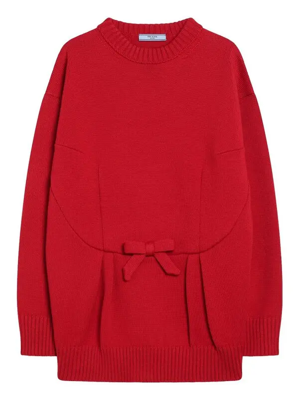 Prada Wool Sweater With Bow - Red