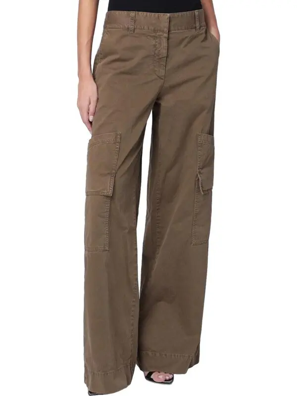 Off-White Brown Cotton Cargo Trousers - Green
