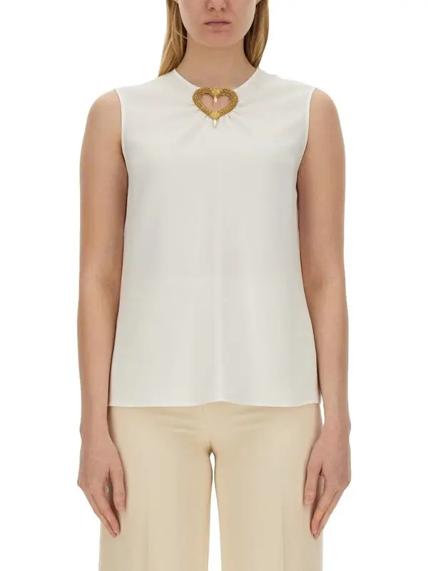 Moschino Blouse With Heart Applique - White