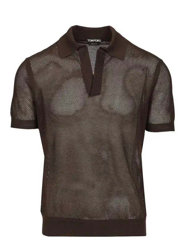 TOM FORD Knitted Polo Shirt - Brown