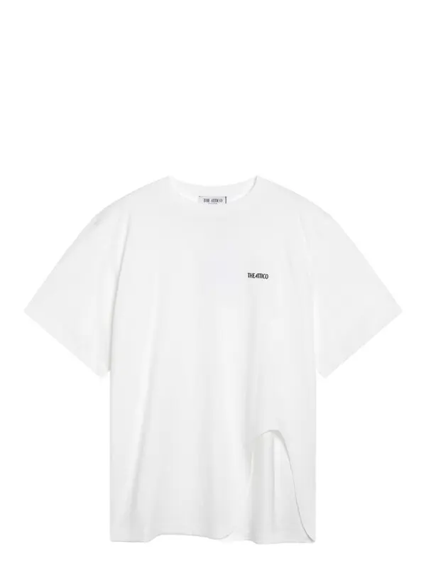 Attico Oversized Cotton Jersey T-shirt With Cutout Hem - White