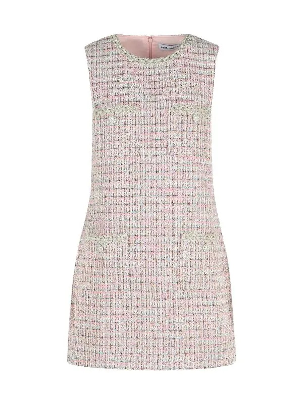 SELF-PORTRAIT Sleeveless Polyester Mini Dress - Pink