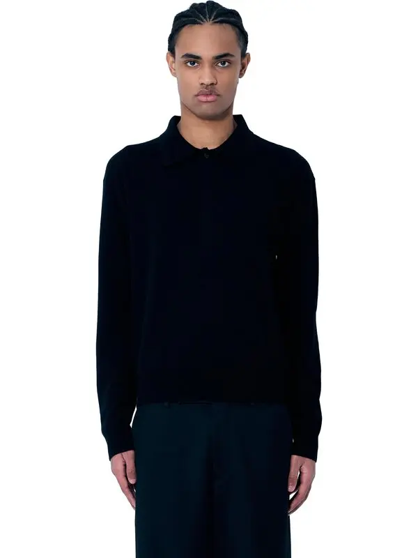 Saint Laurent Wool Polo Shirt - Black