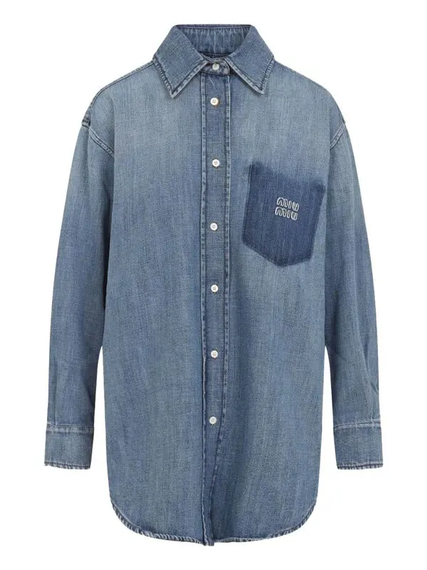 Miu Miu Suede And Denim Shirt - Multicolor