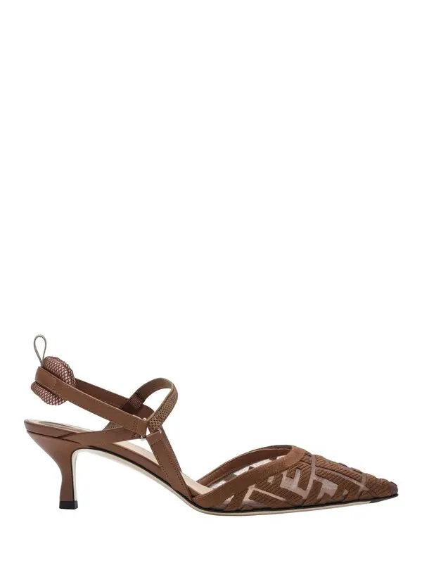 Fendi Colibrã¬ Lite Slingback With Ff Embroidery Elba - Brown