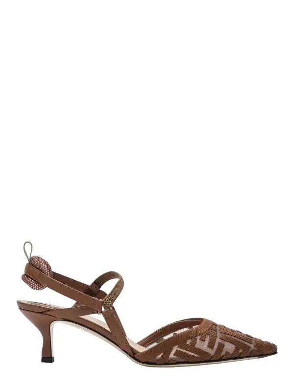 Fendi Colibrï¿½ Lite Slingback Ff Embroidery - Brown