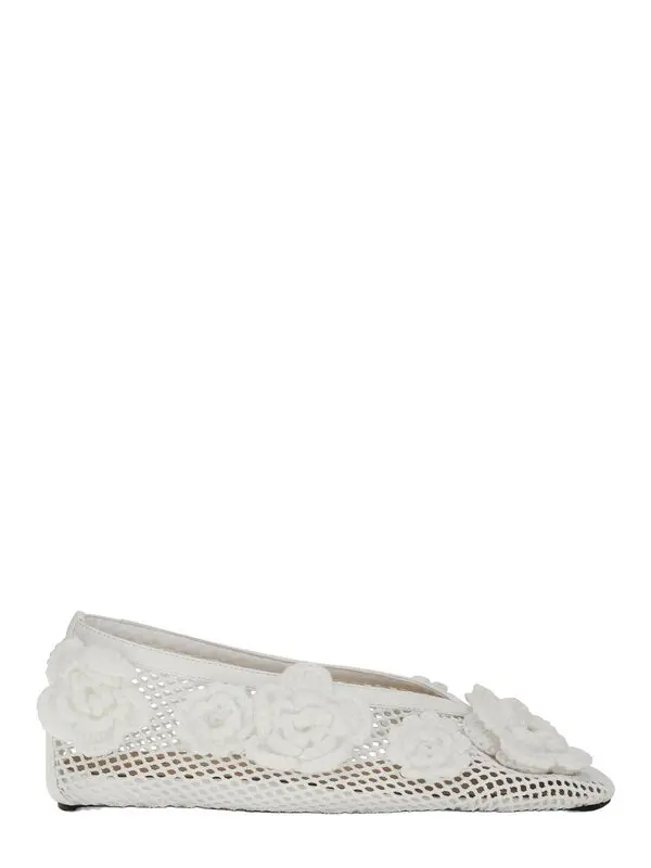 GANNI Jenny Mesh Ballerinas - White
