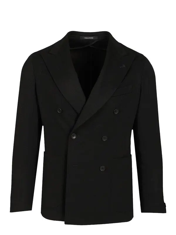 Tagliatore Double-breasted Wool And Cashmere Blazer - Black