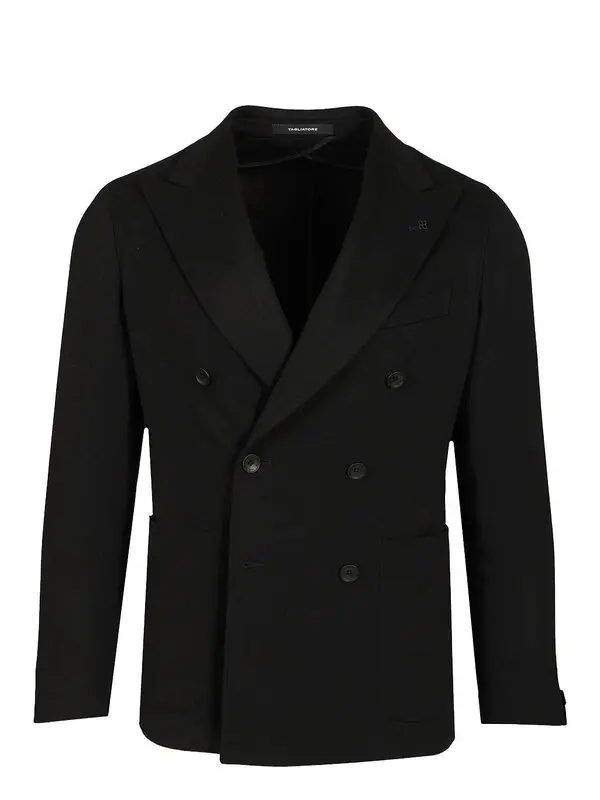 Tagliatore Double-breasted Wool And Cashmere Blazer - Black