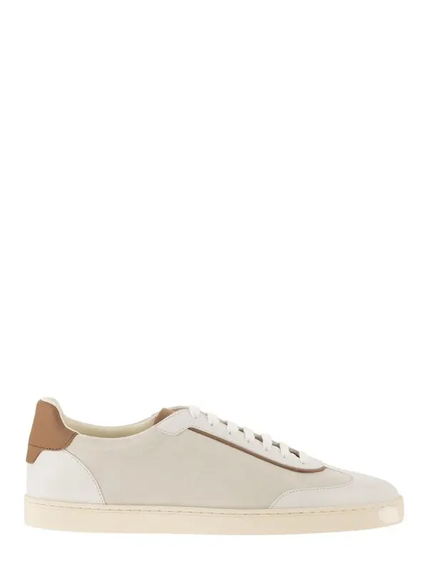 Brunello Cucinelli Low-top Leather And Suede Sneakers - White