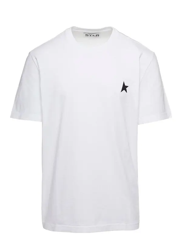 GOLDEN GOOSE T-shirt With Round Neck And One Star Logo Print On The Front In Cotton For - White