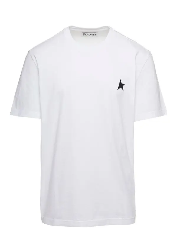 GOLDEN GOOSE T-shirt With Round Neck And One Star Logo Print On The Front In Cotton For - White
