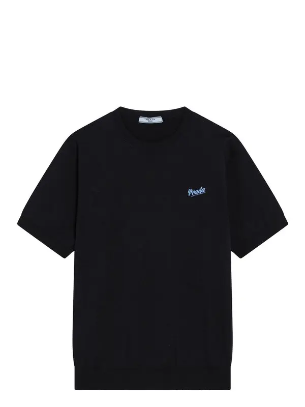 Prada Silk-blend Logo Sweater - Blue