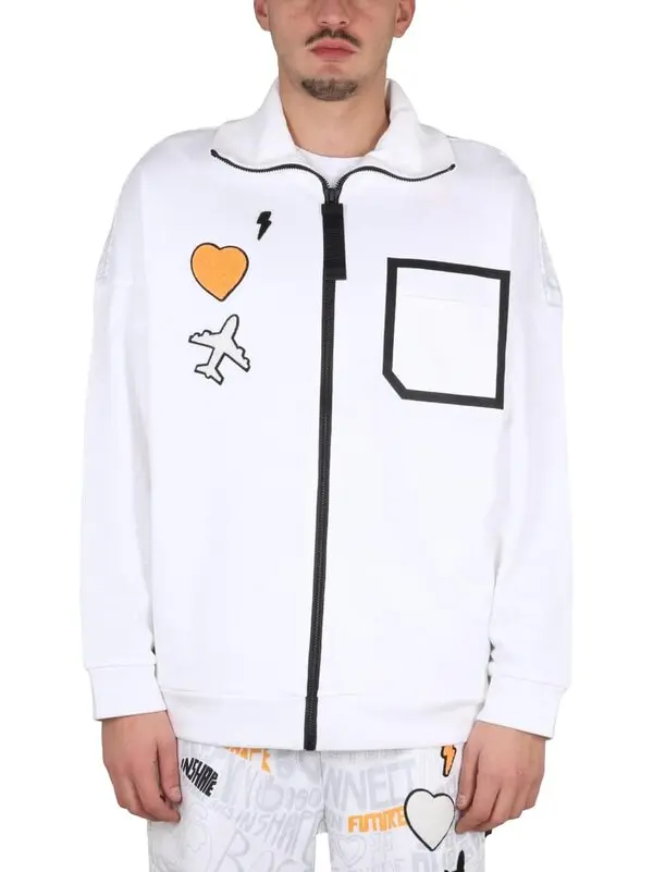 BOSS Logo Sweatshirt With High Neck - White