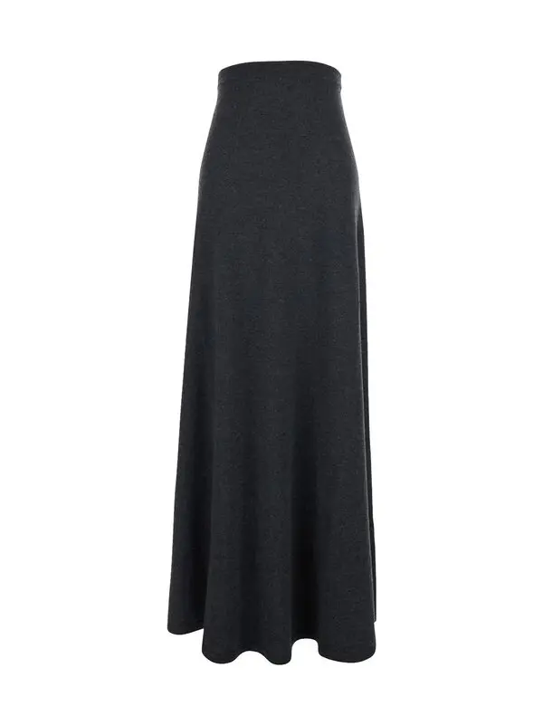 Balenciaga Grey Flared Skirt With Pleated Details And Elastic Ribbed Waist In Wool - Multicolor
