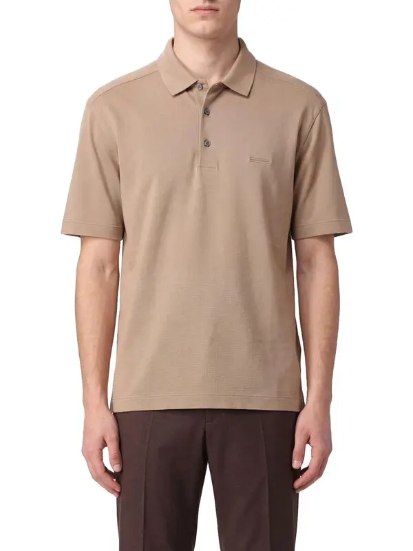 Zegna Cotton Polo Shirt With Logo - Cream