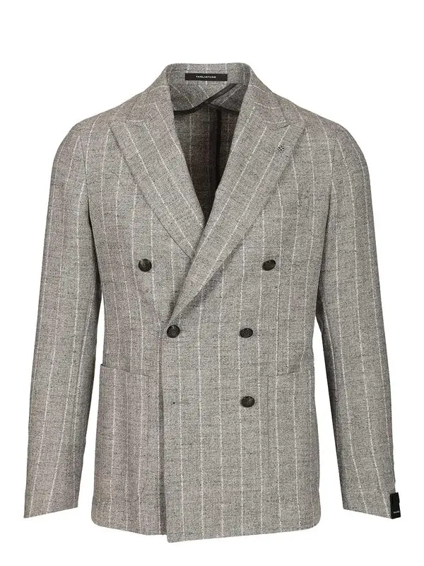 Tagliatore Montecarlo Boucle Double Breasted Blazer - Gray