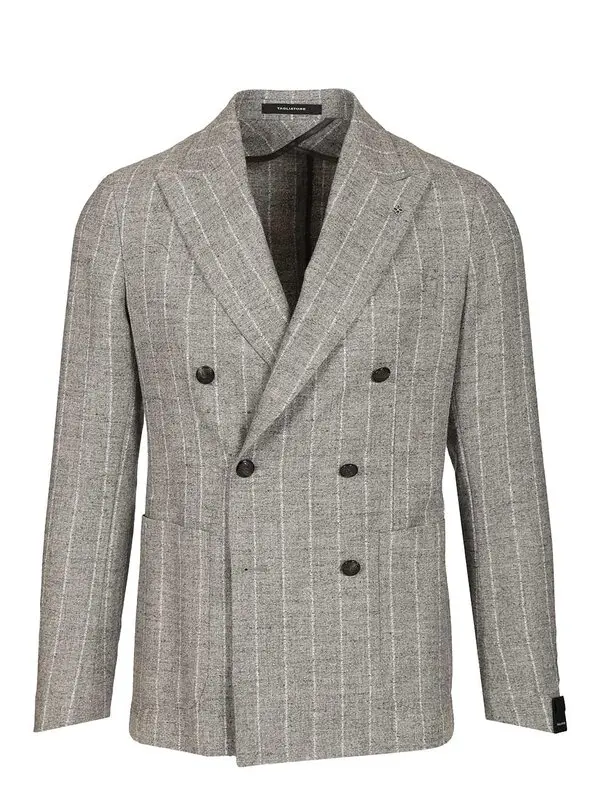 Tagliatore Montecarlo Boucle Double Breasted Blazer - Gray