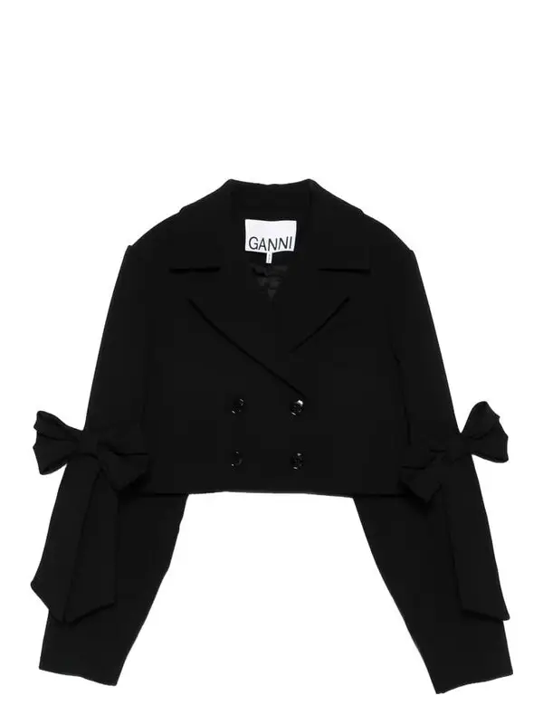 GANNI Cropped Double-breasted Jacket - Black