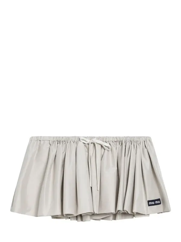 Miu Miu Ponge Tech Mini Skirt In Recycled Polyester, Opal - Cream