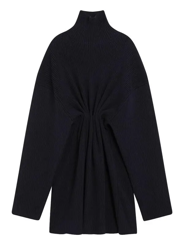 Balenciaga Pinched Wool And Cotton Mini Dress - Blue