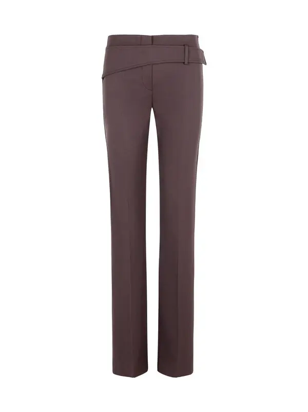 Sportmax Slim Fit Virgin Wool Blend Trousers - Brown
