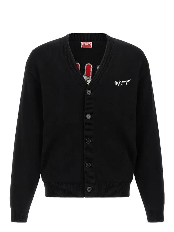 Kenzo Wild Tiger Embroidered Cardigan - Black