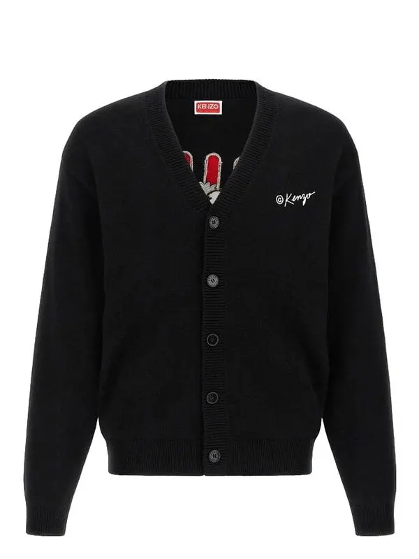Kenzo Wild Tiger Embroidered Cardigan - Black