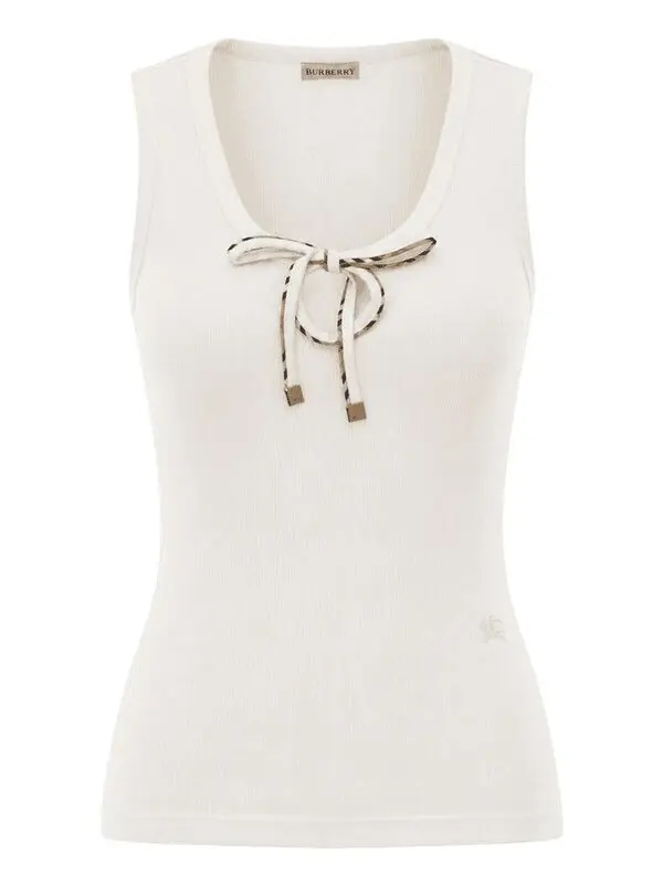 Burberry Ribbed Knit Tank Top - White