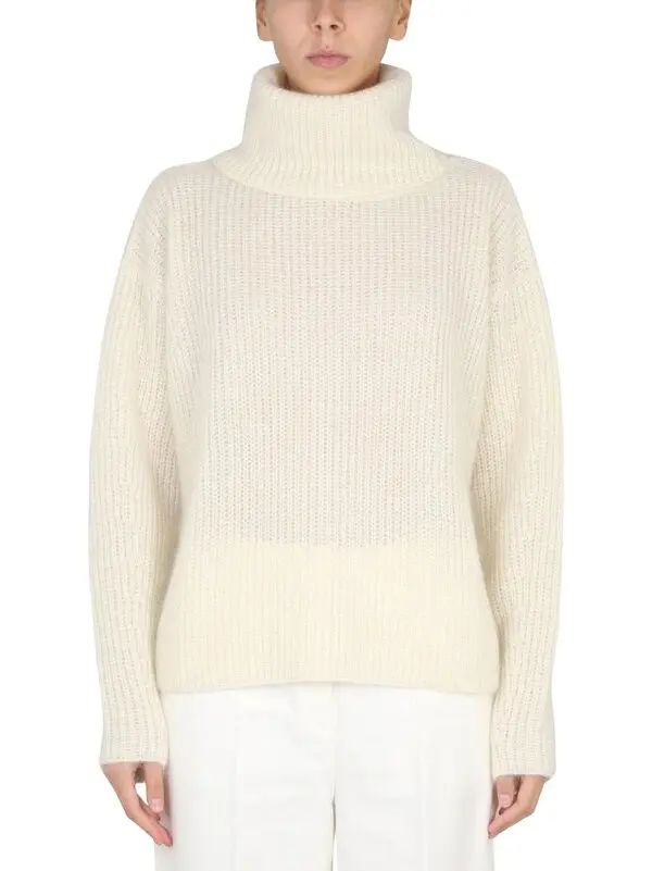 BOSS Turtleneck Knit Top - White