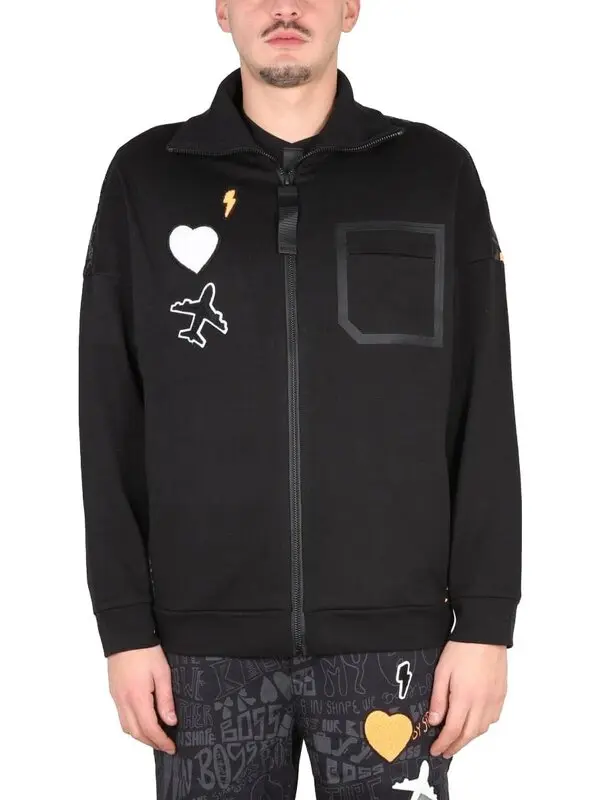 BOSS Full Zip Sweatshirt With Logo - Black