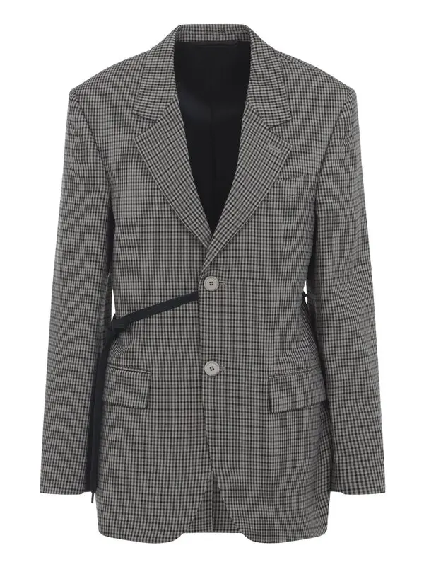 Balenciaga Checkered Wrap Tailored Jacket - Brown